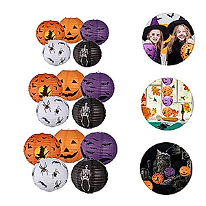Outanaya 45 pcs Decor Foldable Pendants O- Skeleton Home Scary Indoor Spider O Decoration Jack- Ornament Party Decorations Ornaments Pattern Haunted Bat Decorative Pumpkin Witch Spooky