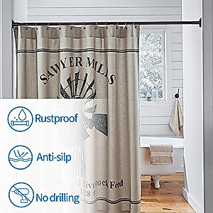 Matte Bronze Shower Curtain Rod,1 Inch Diameter Stainless Steel Adjustable Spring Tension Rods 32 to 80",With Holders,Anti-Slip,No Drilling