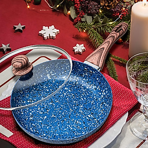 MICHELANGELO 11 Inch Frying Pan with Lid, Ultra Nonstick Stone Frying Pan with Stone-Derived Interior, Nonstick Frying Pans, Granite Frying Pan, Nonstick Skillets, Stone Skillets Induction Compatible