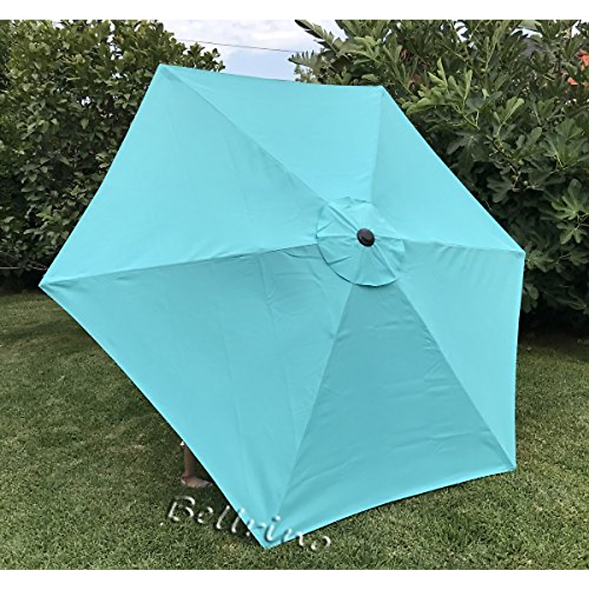 BELLRINO DECOR 7.5 ft 6 Ribs Replacement STRONG & THICK Patio Umbrella Canopy Cover (Canopy Only) - PEACOCK BLUE