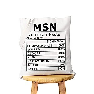 WCGXKO MSN Gift Master of Science in Nursing Gift MSN Nutrition Facts Nurse Tote Bag Medical School Graduation Gift (MSN tote)