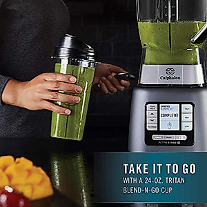 Calphalon Blender for Shakes, Smoothie, Salsa, Milkshake, Frozen Drinks, and Juices with 68-oz BPA-Free Tritan Jar and 24-oz Portable Blender Bottle, ActiveSense 1200-Watt Motor, Dark Stainless Steel