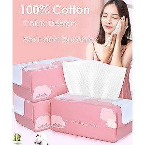 Cayxenful Disposable Face Towel Face Cloths for Washing Soft Cotton Dry Wipes Facial Cloths Towelettes for Washing and Drying, 100 Count Facial Tissue for Cleansing, Skincare and Makeup Remover