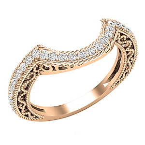 Dazzlingrock Collection 0.63 Carat (ctw) Round Cubic Zirconia Ladies Wedding Stackable Contour Guard Band, 18K Rose Gold, Size 7