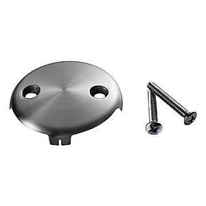 UNI-DRAIN Universal Bathtub Overflow Drain Face Plate 2 Hole Tub Overflow Drain Plate Matching Screws(Nickel Brushed)