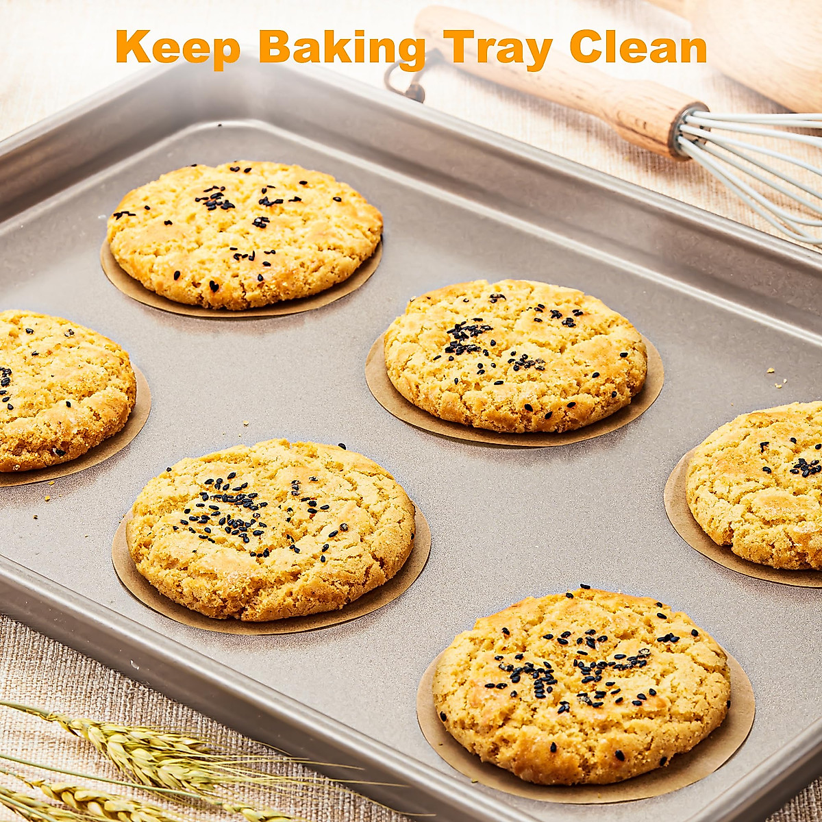 SMARTAKE 200 Pcs Unbleached Parchment Paper Baking Sheets Round, 8 Inches Non-Stick Precut Baking Parchment, Perfect for Baking Grilling Air Fryer Steaming Bread Cup Cake Cookie and More