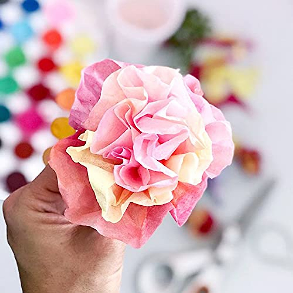 Simetufy 320 Sheets Tissue Paper Bulk, 32 Colors Gift Wrapping Colored Tissue Paper, 8" x 12" Premium Quality Art Craft Rainbow Paper Flowers, Pom Poms Crafts or Garland