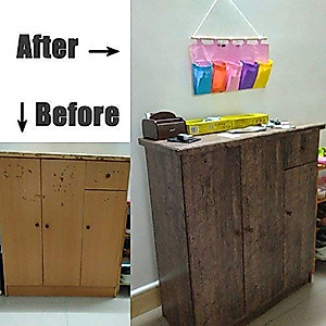 Yifely Retro Brown Wood Grain Shelving Paper Self-Adhesive PVC Shelf Drawer Liner Door Table Sticker 17.7 Inch by 9.8 Feet