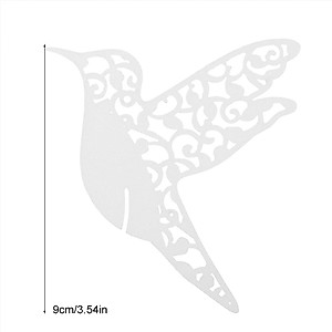 GOTOTOP 50Pcs Bird Shape Wedding Hollow Cup Card Name Place Cards Personalized Table Name Reception Decor Wedding Guest Cards for Wine Glass Banquets Table Decoration White