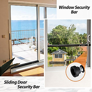BsBsBest Sliding Door Security Bar Inside 2 Pack Adjustable 18 to 51 Inch Window Security Bar Interior Black Window Locks Security up and Down Window Bars Security Extendable