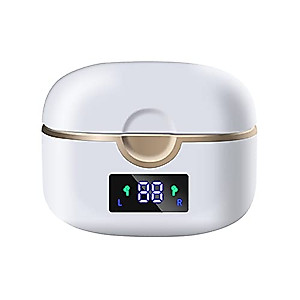 AXX Bluetooth Headphones True Wireless Earbuds Touch Control Waterproof in-Ear Earbuds with Mic for TV Smart Phone Computer Laptop Sports (White)