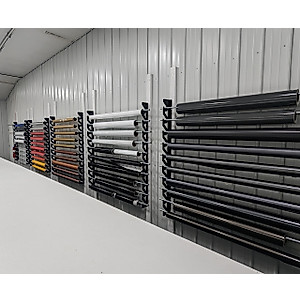 Generic 3 Roll Black Wall Mount Storage System Rack Kit for Car Vinyl & Tint- Large Sign & Banner Material Holder, Fabric Spool Convenient Craft Stand (With 68"" Poles, Black Powder Coating)