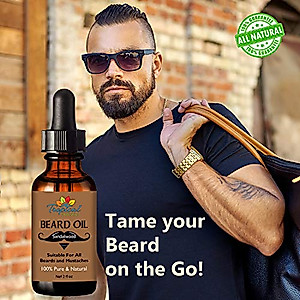 Tropical Holistic Sandalwood Beard Oil 2fl oz - Groom Men Beard & Mustache with Fresh Woodsy Scent - Nourishes, Restores Shine, & Tames Unruly Hair