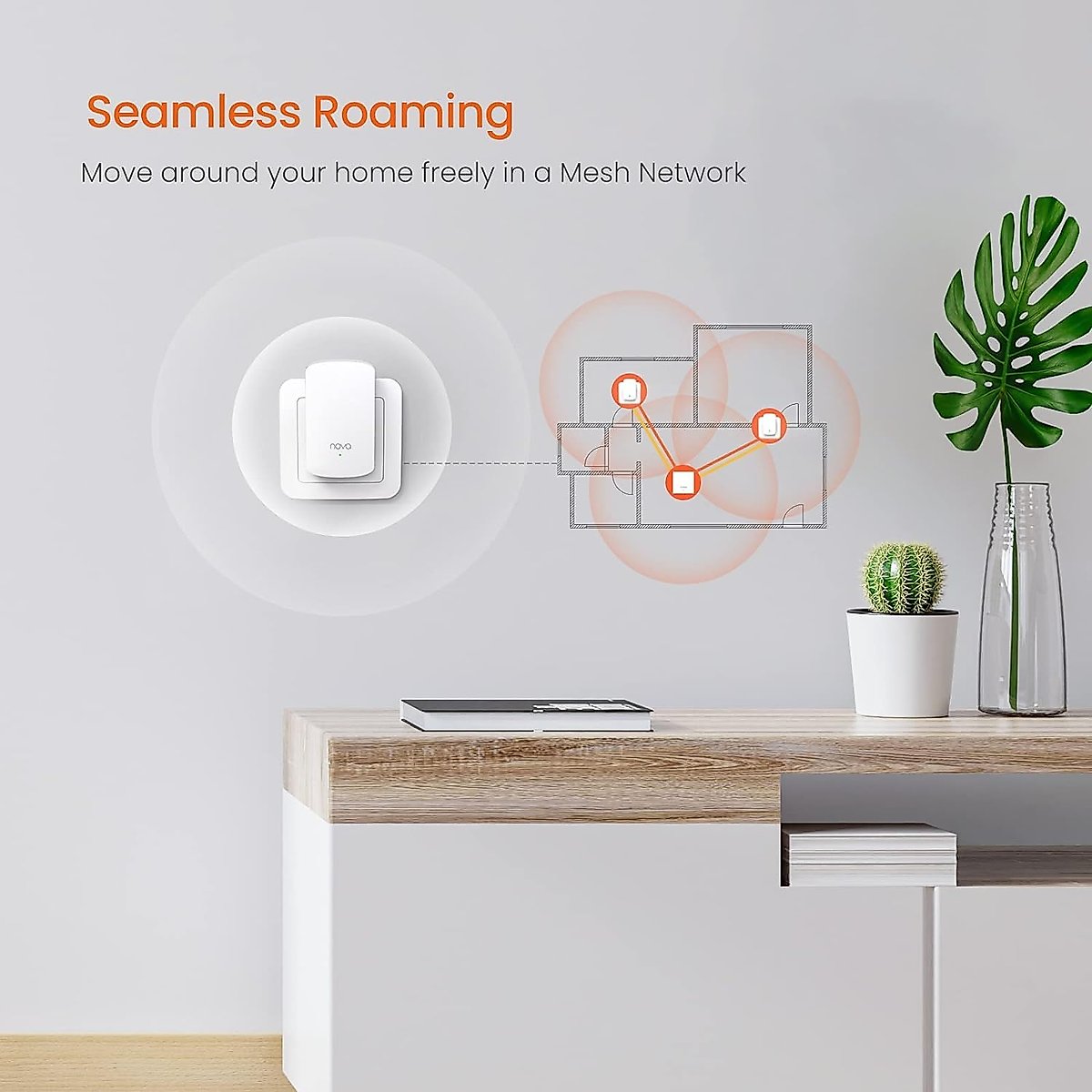 Tenda Nova Mesh WiFi System MW5 - Covers up to 3500 sq.ft - AC1200 Whole Home WiFi Mesh System - Dual-Band Mesh Network for Home Internet - Gigabit Mesh Router for 60 Devices - Plug-in Design - 3-Pack