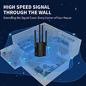 Asnrc WiFi Extenders Signal Booster for Home,Cover Up to 9882 Sq.ft & 45 Devices,5G 1200Mbps Dual Band WiFi Booster Repeater,Internet Booster,Ethernet Port & Access Point,Easy Setup