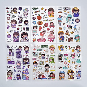 36 Sheets Cute Girl Junk Journal Supplies Clearance ,Small Pretty Stickers PET Self-Adhesive Letter Stickers Card Making Stickers Planner Stickers for Art Journaling Collage Craft Notebooks Album Crafter Gifts(Girl)