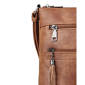 MASINTOR Crossbody Purses for Women, Multi Pocket Casual Crossbody Bag, Adjustable Strap Shoulder Bag with Tassel