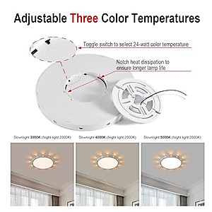 Anmaice Flush Mount led Ceiling Light Fixture 3000K/4000K/5000K Selectable,Modern Ceiling Lights for Bedroom Children's Kids Dining Room Kitchen Round White