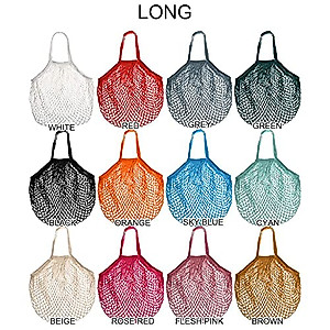 maxgoods Mesh Bag Cotton Storage Handbag Tote Shopping String Portable Fishnet Woven Net Tote(sky blue-Long)