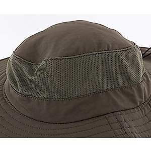 Home Prefer Outdoor UPF50+ Mesh Sun Hat Wide Brim Fishing Hat with Neck Flap (Army Green)