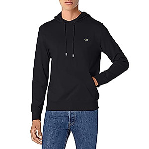 Lacoste mens Long Sleeve Hooded Jersey Cotton T-shirt Hoodie T Shirt, Black, Large US