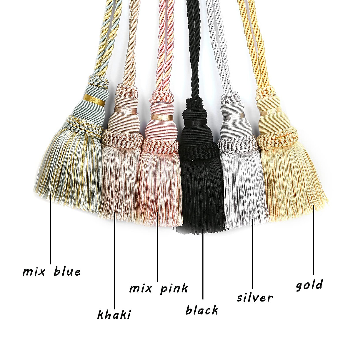 Fenghuangwu 2 Pack Curtain Tie Backs Rope Tassels for Curtains Drape tiebacks Handmade Outdoor Home and Outdoor Decorative (Mix Blue, 2p)