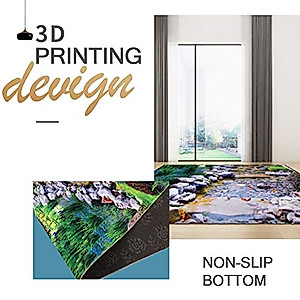 LoveHouse 3D Optical Illusion Rug for Living Room,Decorative Printing Area Rug Lotus Ocean Pattern,Large Washable Carpet Mat,Non Slip Hallway Nautical Runner Rug-D 100x300cm/39-118in