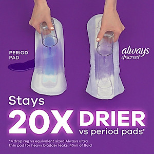 Always Discreet, Incontinence Light Pads, 3 Drops, 30 Pads each (Value Pack of 4)