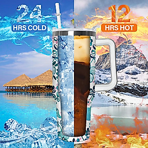 Puhnhsv 40 oz Insulated Stainless Elephant Tumbler With Handle and Straw, 40oz Coffee Travel Mugs Cup Water Bottle Elephant Lovers Gifts for Women Girls