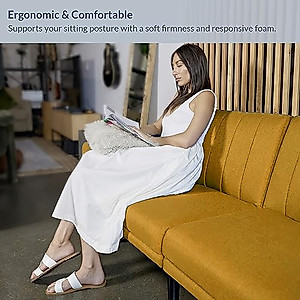 BELLEZE Convertible Sofa Bed, Modern Loveseat, Sleeper Sofa, Futon Couch for Living Room, Guest Room, Garage - Melrose (Yellow)