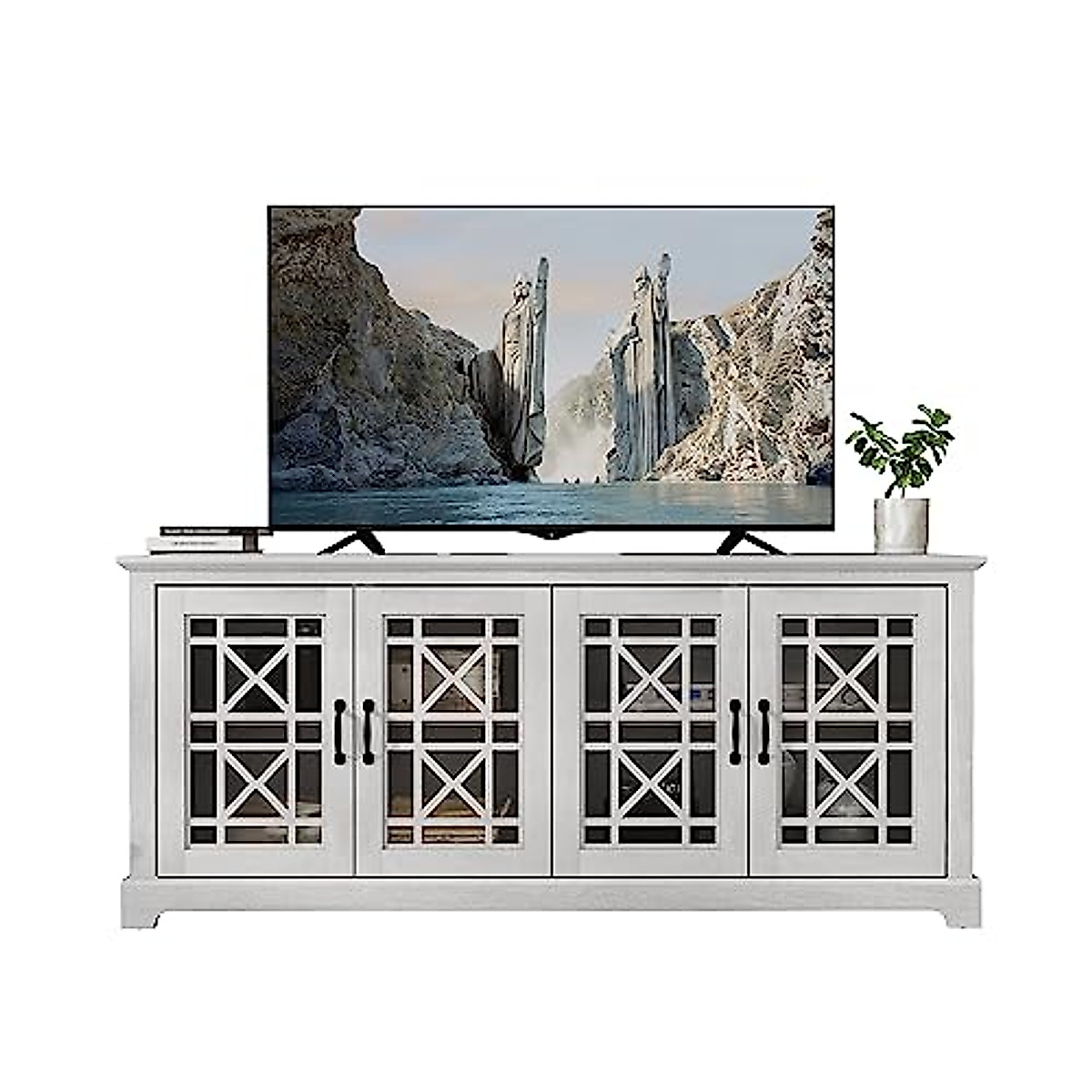 Galano Isadora 75 Inch TV Stand – Smartly Designed Entertainment Center with Spacious Storage - Perfect for Living Rooms - Wide Media Console in Dusty Grey Oak