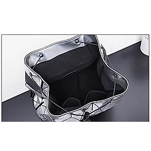 Fashion Luminous Leather Women’s Holographic Reflective Backpack School Bookbag Mini Size Silver and Black