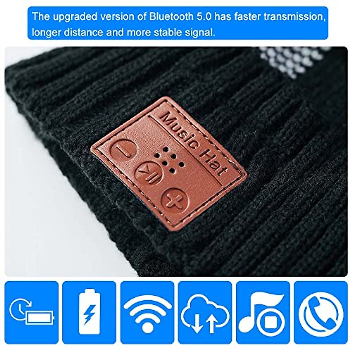 Dead or Alive Bluetooth Music Headset Hat Binaural Stereo LED Night Lighting Warning Light Warm Knitted Hat