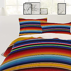 Twin Comforter Covers Sets Colorful Mexican 4 Piece Duvet Cover Set Lightweight Microfiber Soft Bedding Set for Adult Teen, Red Orange Blue Tribe Ethnic