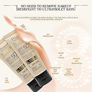 DISAAR BEAUTY Sunscreen Foundation Face Cream Body Skin Protection Anti-Aging Oil Control Moisturizing Care Removes Peeling 40g PA+++ SPF 50+