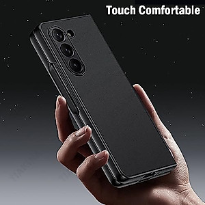 THikk Leather Case for Samsung Galaxy Z Fold 5, Premium Faux Leather Slim Phone Case Scratch Resistant Protective Cover for Samsung Galaxy Z Fold 5,Black