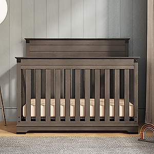 Child Craft Redmond 4-in-1 Convertible Crib, Baby Crib Converts to Day Bed, Toddler Bed and Full Size Bed, 3 Adjustable Mattress Positions, Non-Toxic, Baby Safe Finish (Dapper Gray)