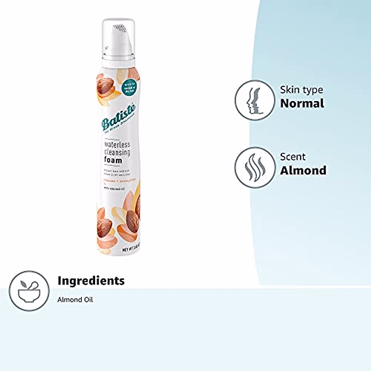 Batiste Waterless Cleansing Foam Cleanse and Strengthen with Almond Oil, 3.60 OZ