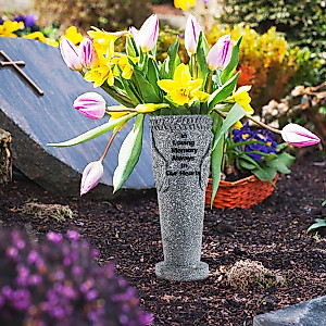 MIBUNG Cemetery Grave Vase with Ground Spikes, Angel Wings Vase for Fresh/Artificial Flowers, Floral Holder Headstone Decorations Grave Marker Memorial Stone Garden Yard Stake, Sympathy Gift