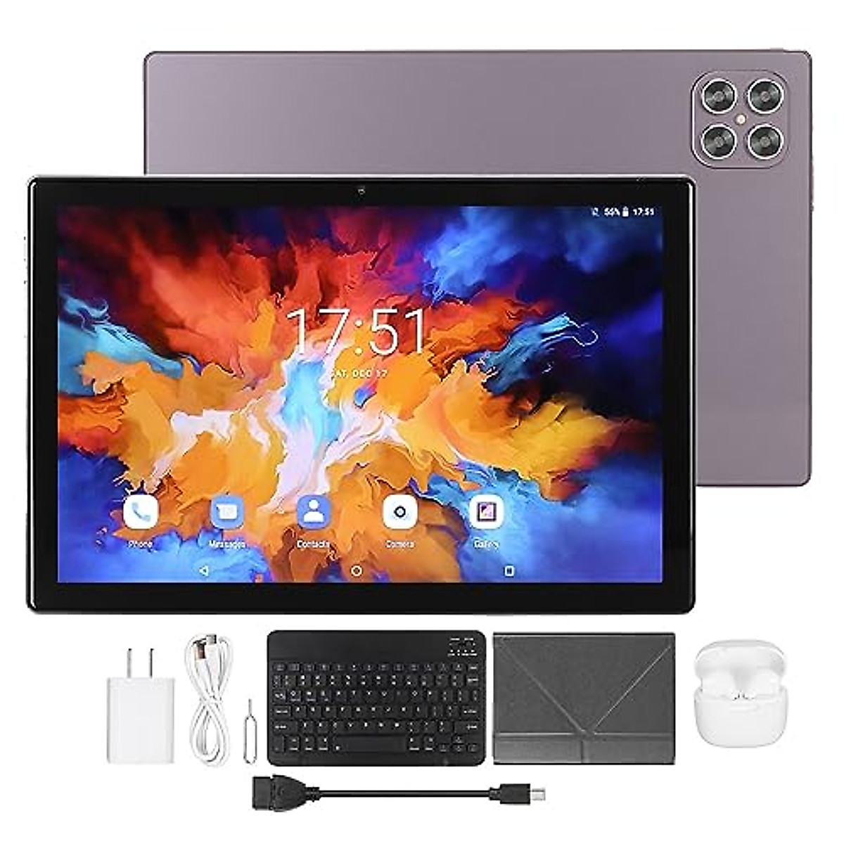 EBTOOLS 10.1 Inch12 Tablet pc, 256GB Expand, Quad Core Tablets, HD Touch Screen, Dual Speaker,Certificated WiFi, 8MP 2MP Camera, 6000mAh Battery (US Plug)