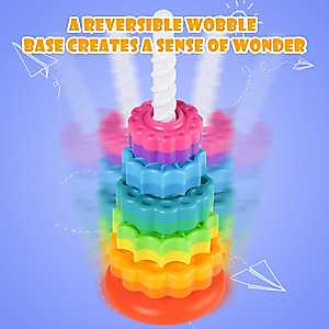 NiToy Spinning Stacking Toy for Kids, Rainbow Tower Dual-Color Spinning Wheels Premium Strong BPA-Free ABS Plastic Early Education Fun Learning and Engaging Brain Development Toys (Small)