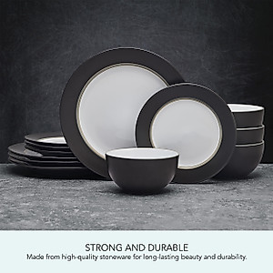 Pfaltzgraff Grayson Charcoal 12 Piece Dinnerware Set, Service for 4