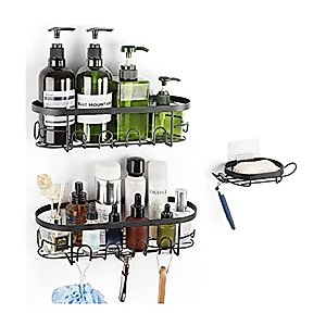TARNABY Shower Caddy, RustProof Stainless Steel Shower Organizer Shelf, No Drilling Traceless Adhesive Shower Storage Rack for Bathroom, Kitchen（Black 3Pack