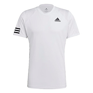 adidas Men's Club Tennis 3-Stripes Tee, White/Black, Small
