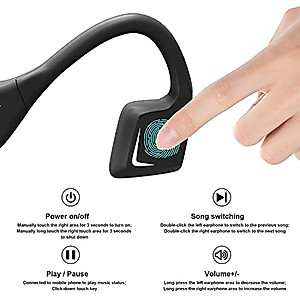 Open-Ear Wireless Bluetooth Bone Conduction Sport Headphones coclear Sweat Resistant Wireless Earphones with LED Light for Night Running Built (2)