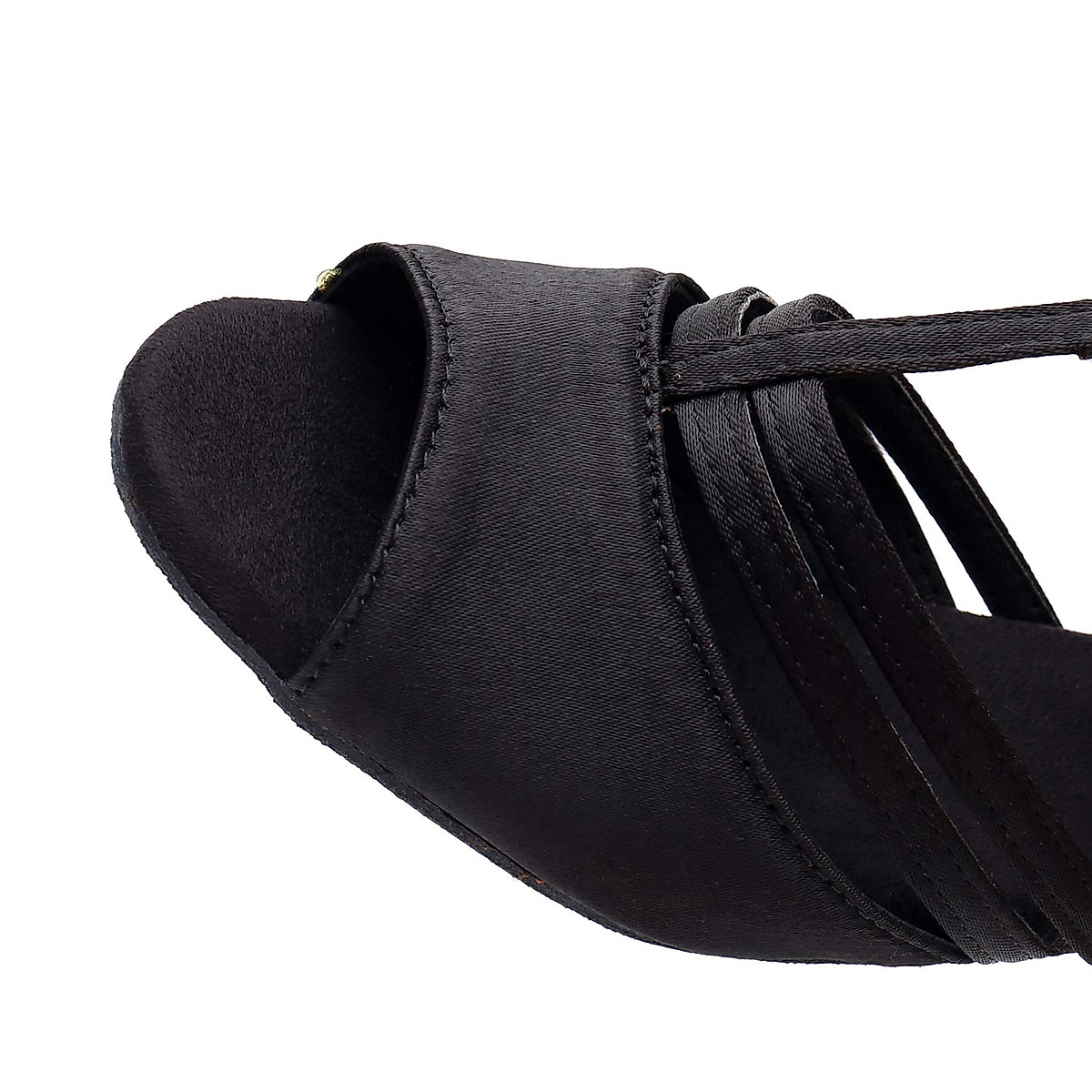 HROYL Women's Satin Latin Dance Shoes Low Heel Ballroom Salsa Tango Performance Dancing Shoes Model-WH-EG-XGG Black 9 B(M) US