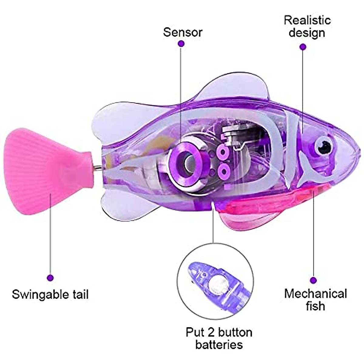 LAVIZO Interactive Robot Fish Toys for Cat/Dog(6 Pcs), Activated Swimming in Water with LED Light, Swimming Bath Plastic Fish Toy Gift to Stimulate Your Pet's Hunter Instincts