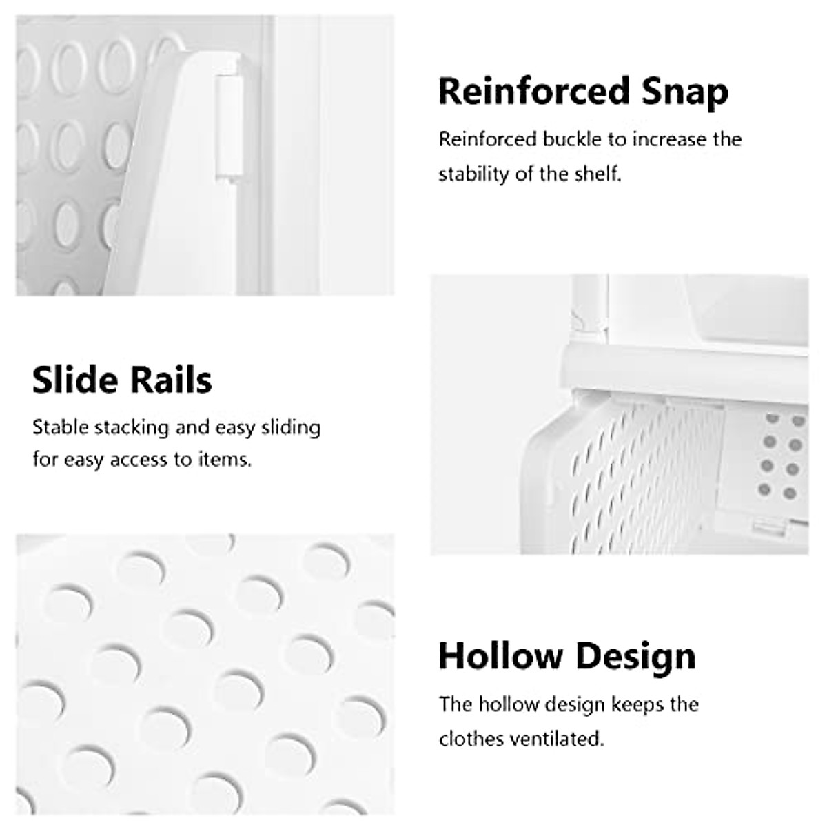 8 Pcs Stackable Storage Drawers Closet Organizers and Storage Foldable Closet Organizers Plastic Folding Box Shelves Collapsible Bin Baskets Container for Wardrobe Bathroom (White)