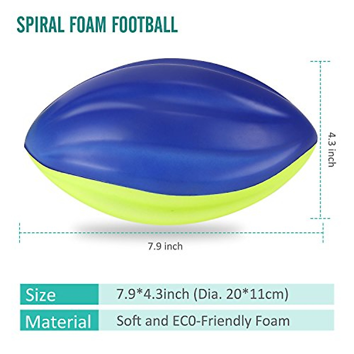 8.5" Foam Spiral Football PU Soft Balls, Set of 3, for Kids Sports Training Practice Indoor Outdoor Play