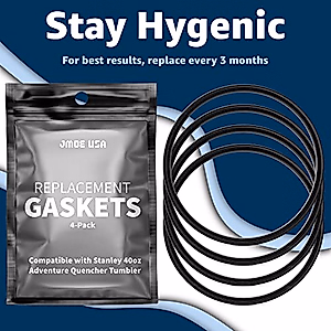 Jmoe USA Lid Gaskets Seals For Stanley 30oz and 40oz Adventure Quencher H2.0 Flowstate Tumblers | 4-Pack | Sealable Bag | Prevent Leaks, Stay Hygenic, BPA-Free Silicone, Food Grade, and Dye Free